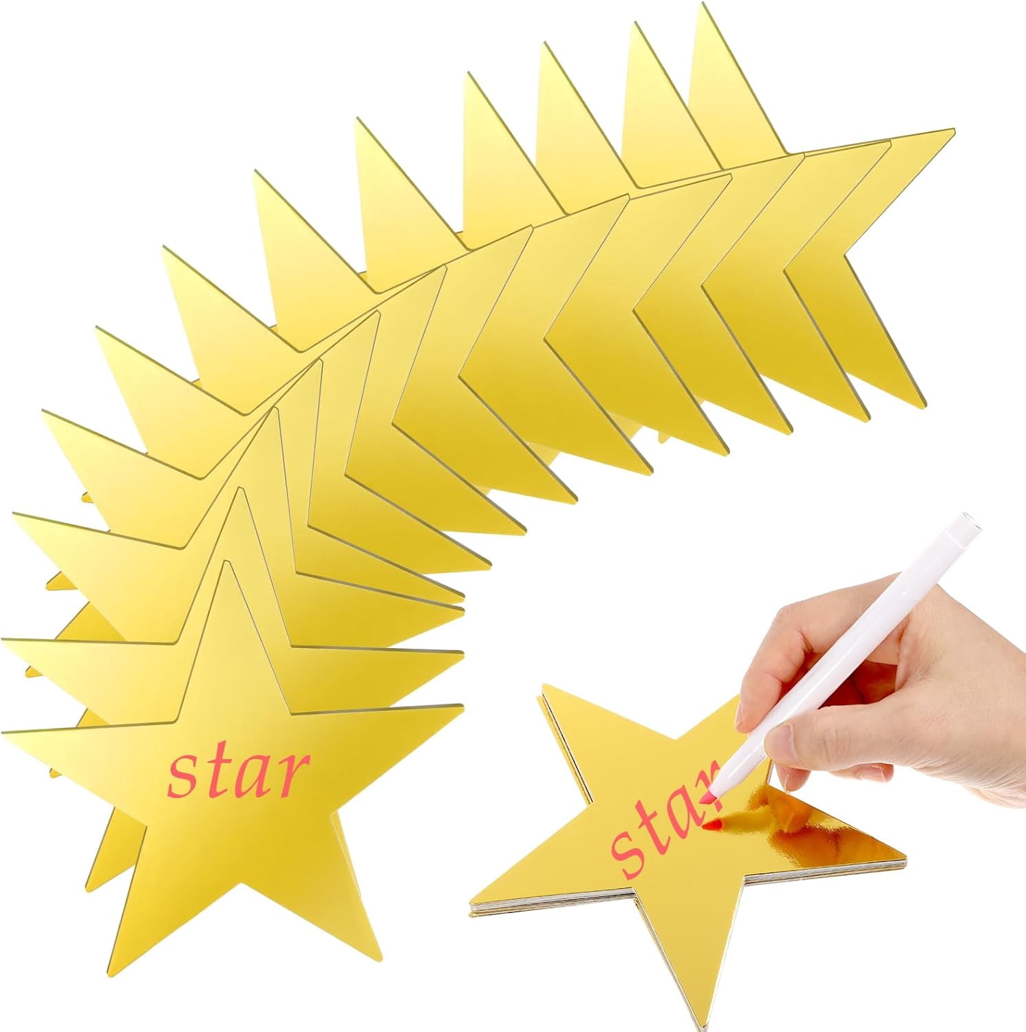 48 Pcs Star Cutouts Paper Double Printed Gold Cutouts Glitter Star ...