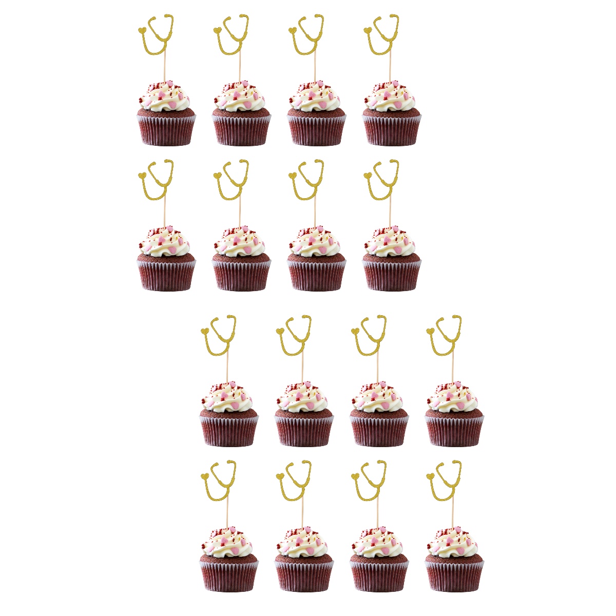 48 Pcs Stethoscope Topper Cake Decor Paper Cups Party Decorations ...