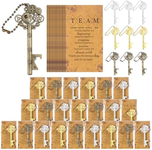 48 Pcs Team Appreciation Gifts Bulk for Employee 24 Key Bottle Opener Keychains 24 Thank You ...