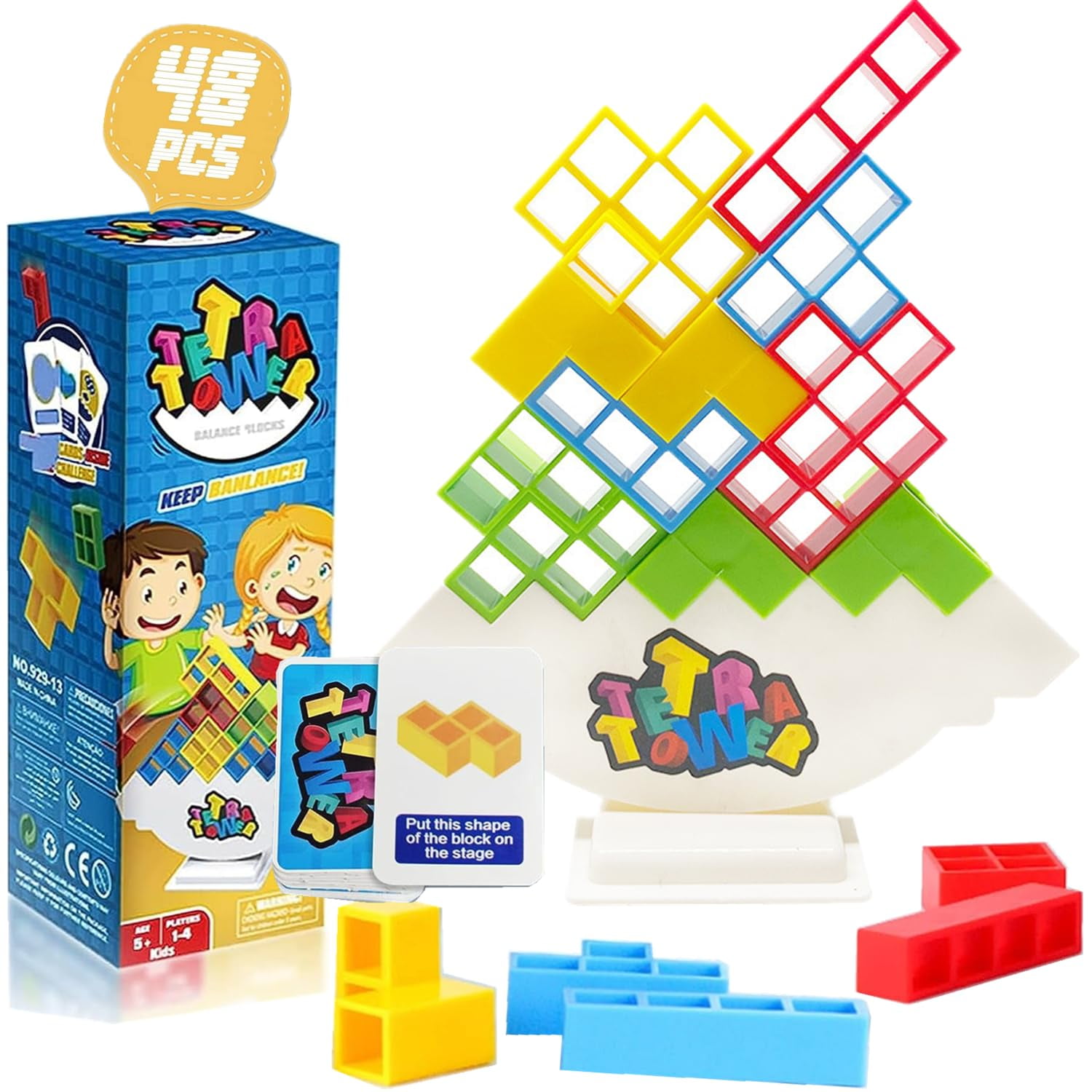 48 Pcs Tetra Tower Game,Tetra Tower Balance Game,Tetra Tower Stacking ...