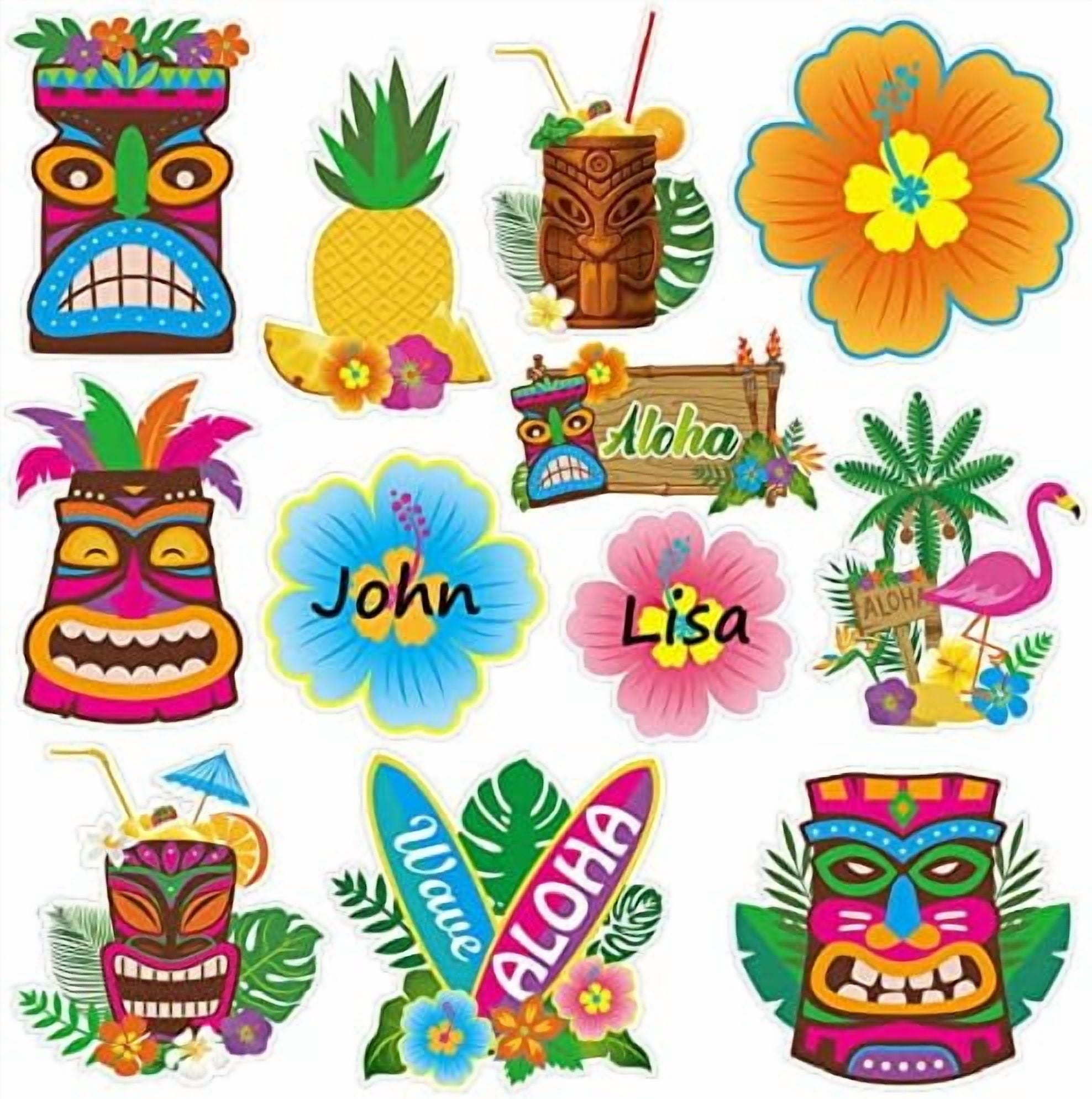 48 Pcs Tiki Cutouts Hawaii Party Decorations Tropical Luau Tiki Party ...
