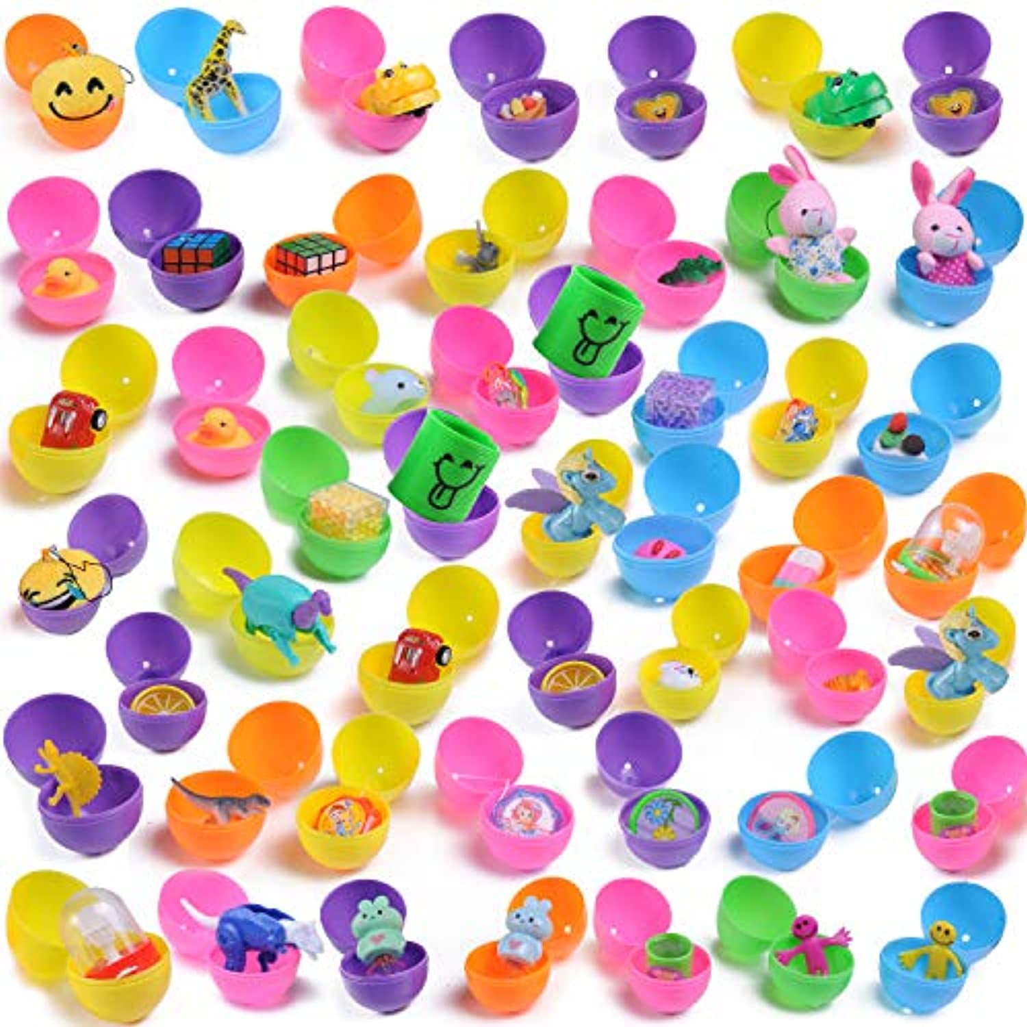 48 Pcs Toys filled Jumbo Easter Eggs, 3.25” Pre Filled Bright Colors ...