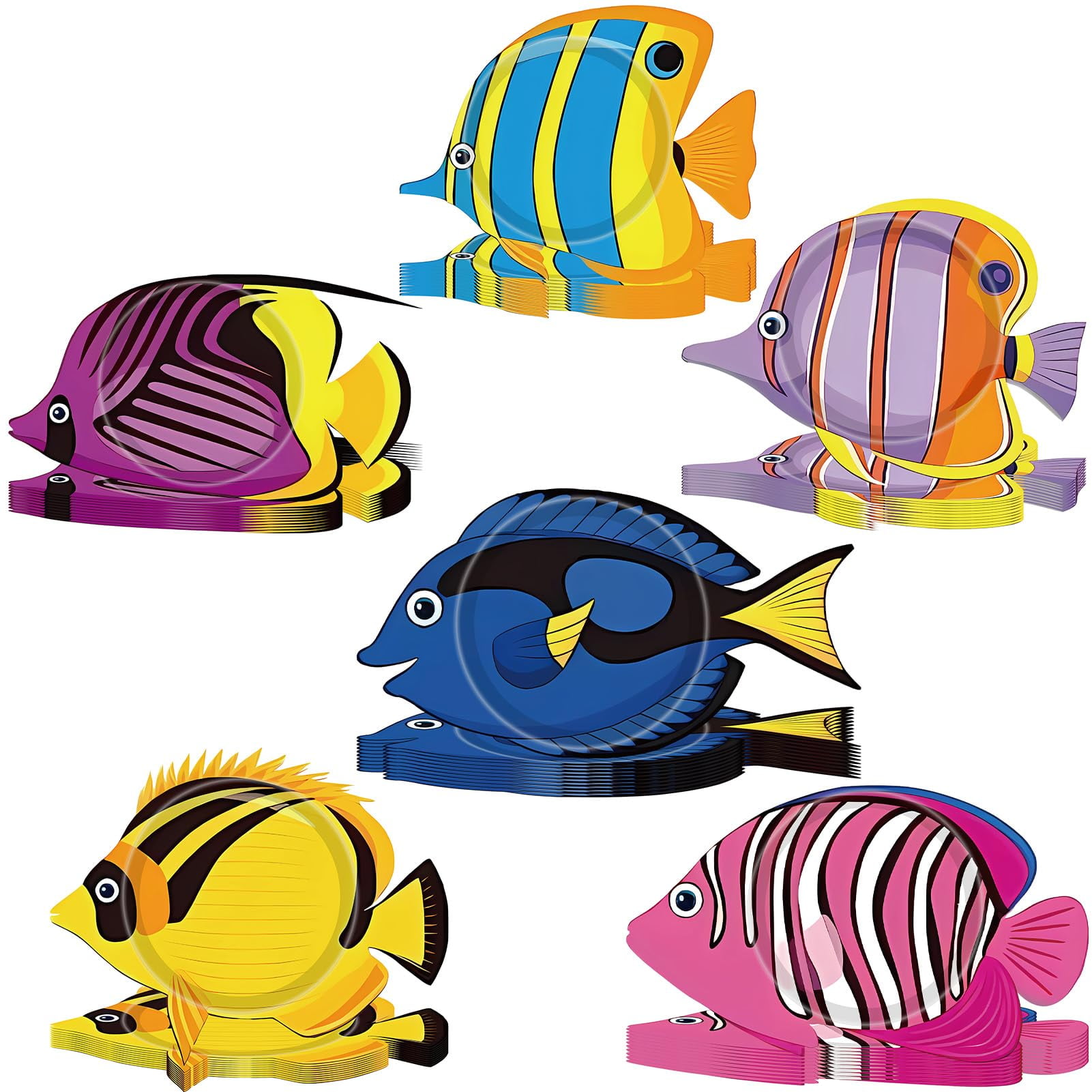 48 Pcs Tropical Fish IFF17 Decorations Fish Paper Plates Under The Sea ...