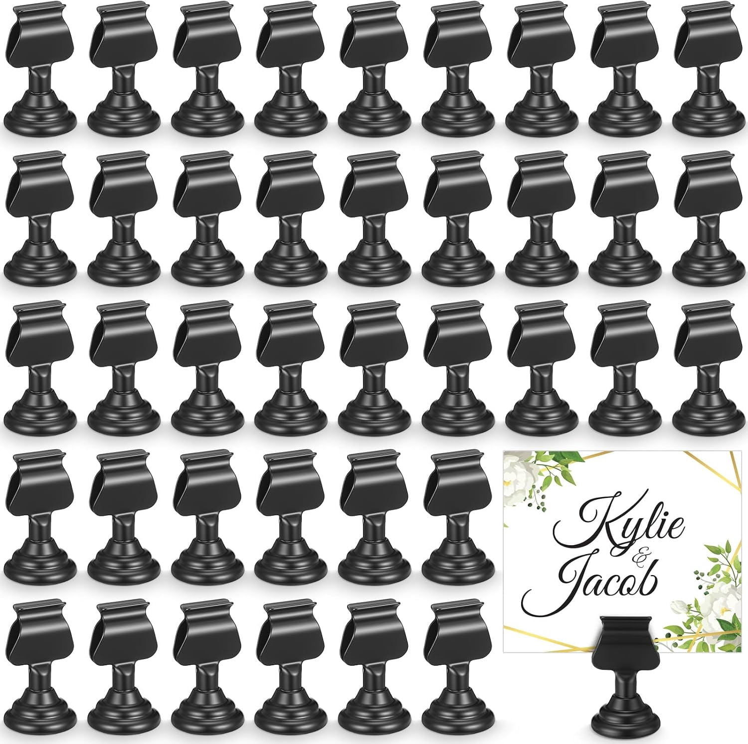 48 Pcs Wedding Table Number Holders 1.7 Inch Black Metal Mini Place ...