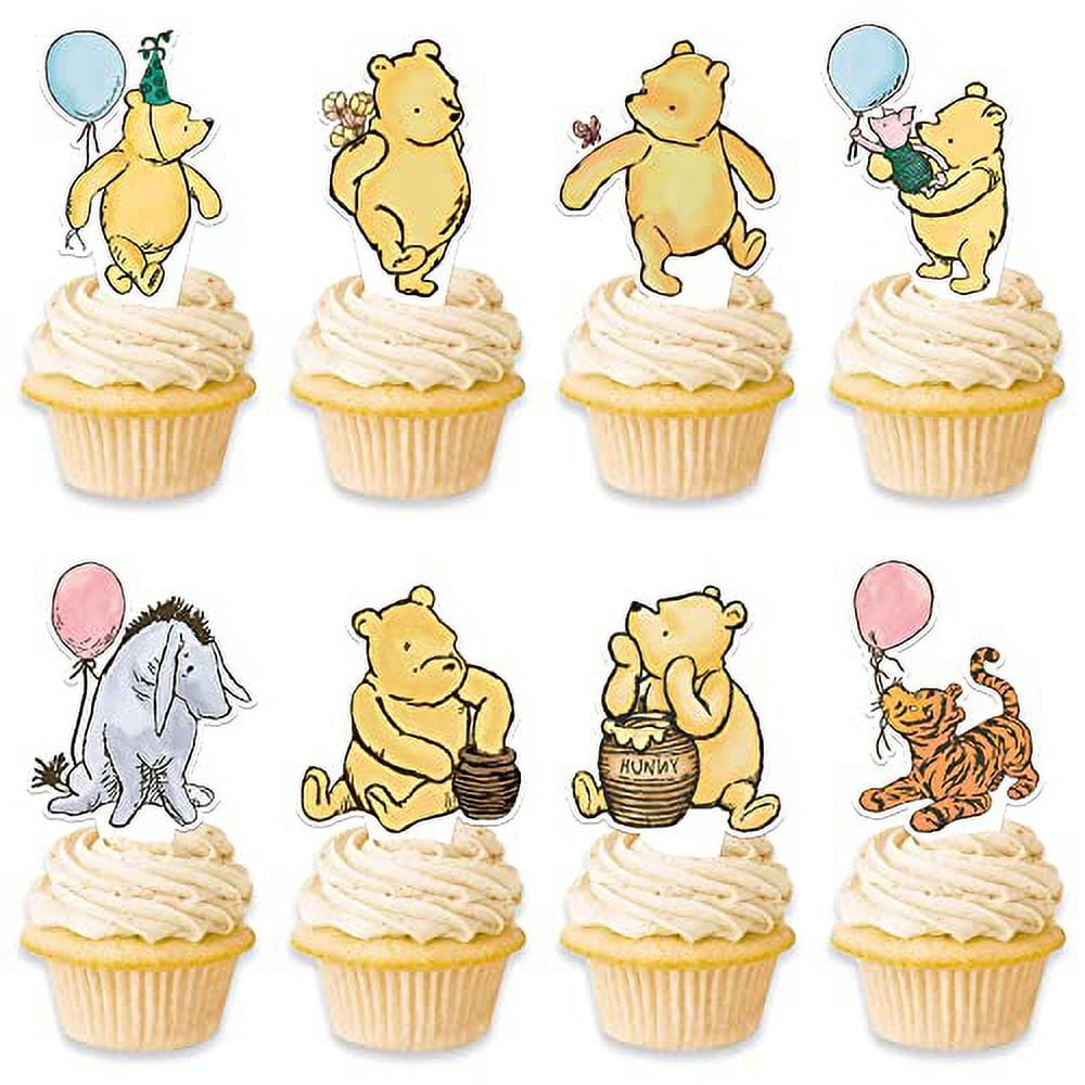 48 Pcs Winnie Baby Shower Cupcake Toppers for Classic the Pooh Birthday ...
