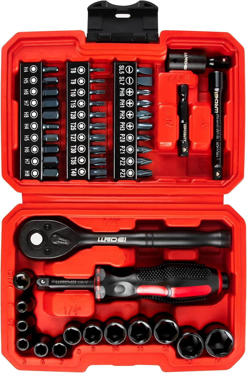 48 Piece 1/4 Inch Mini Socket Ratchet Wrench Set, Metric Shallow Socket ...