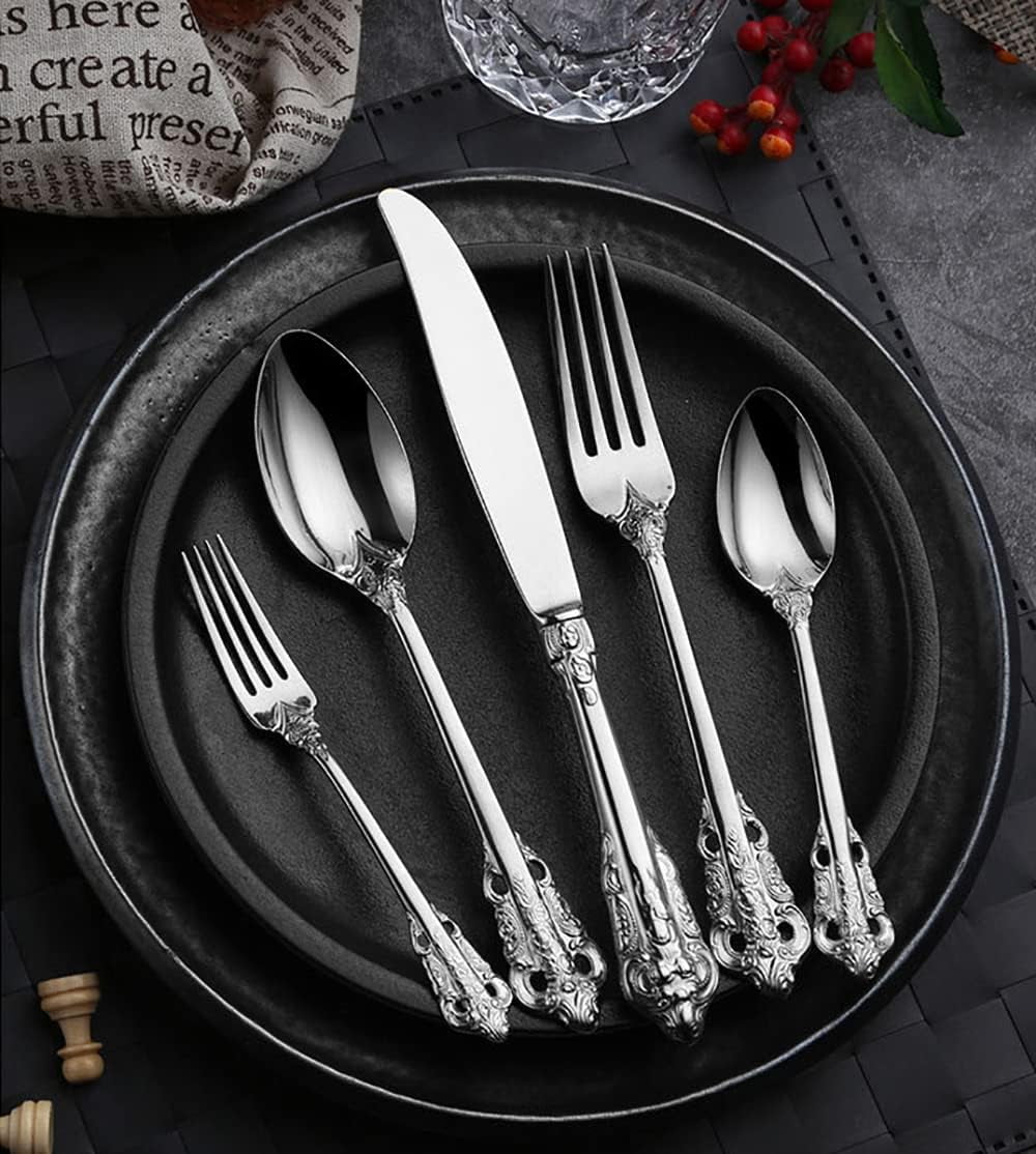 48 Piece Gold Silverware Set for 10 Palace Design 18/10 Stainless Steel ...