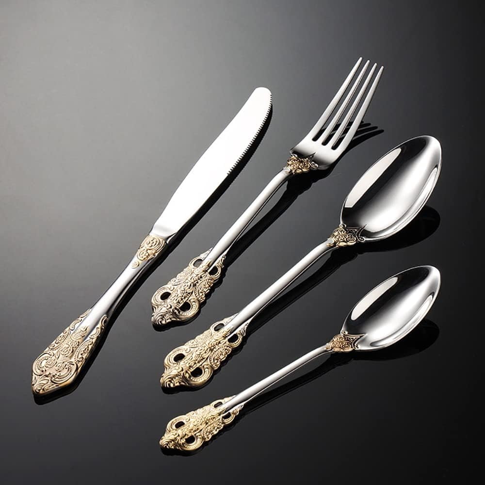 48 Piece Gold Silverware Set for 12 Premium 18/10 Stainless Steel ...