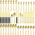 48-Piece Gold Silverware Set with Steak Knives Gold Stainless Steel ...