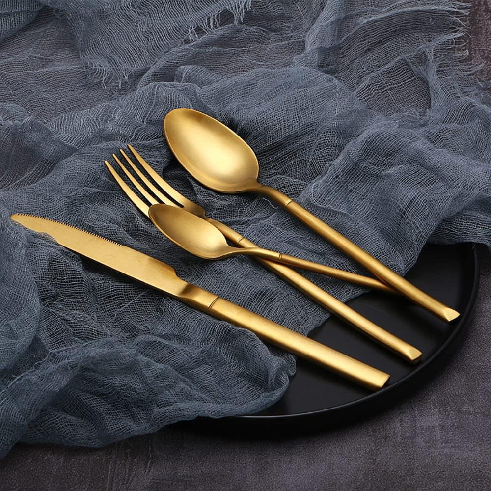 48 Piece Gold Silverware Set for 12 Durable 18/10 Stainless Steel ...