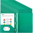 48-Piece Green Diamond-Style Plastic Folder Set with 2 Pockets, 3 ...