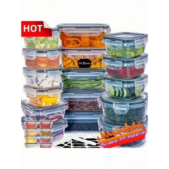 48-Piece Leakproof Food Storage Containers Set, Microwave & Dishwasher ...