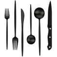48-Piece Matte Black Silverware Set with Steak Knives, Stainless Steel ...