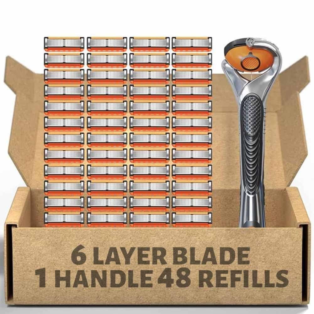 48-Piece Men's Razor Blade Replacement Set with Free Handle - Ultra ...