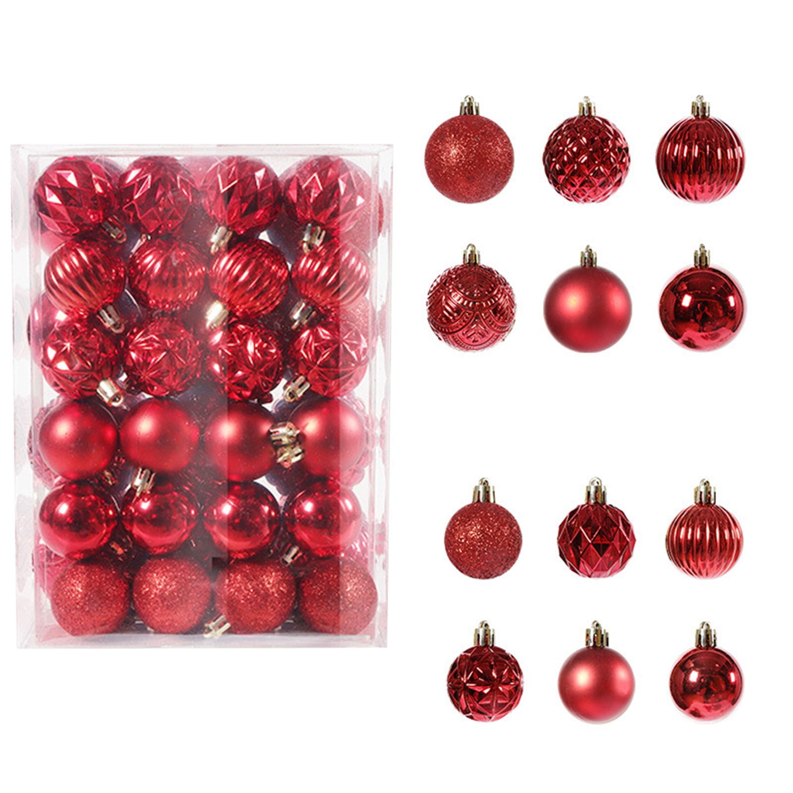 48-Piece Pack Mini Christmas Tree Matte Bauble Set - 1.58 Inch ...