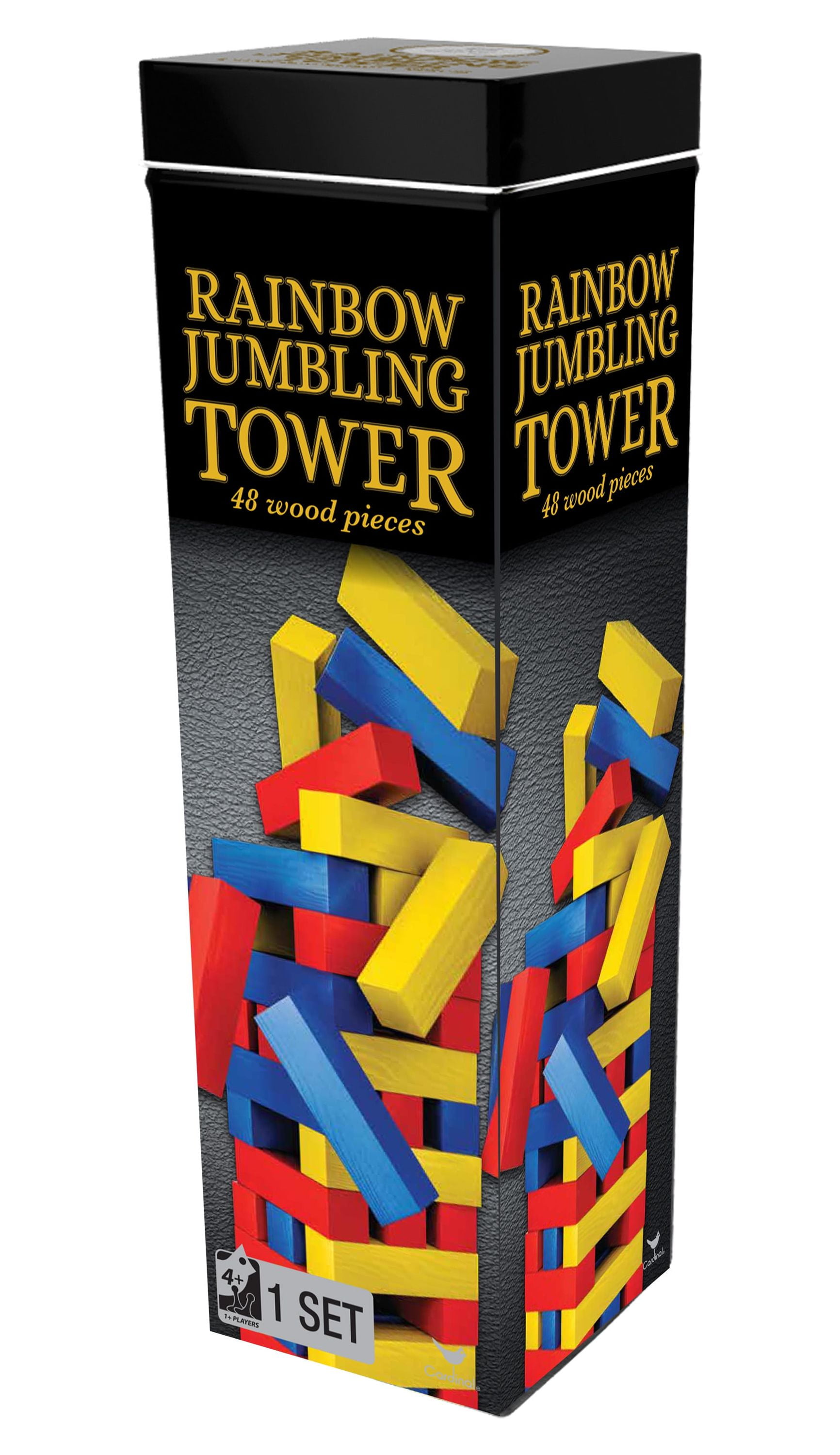Cardinal Games 48-Piece Rainbow Wood Tumbling Tower Game for 2-4 ...