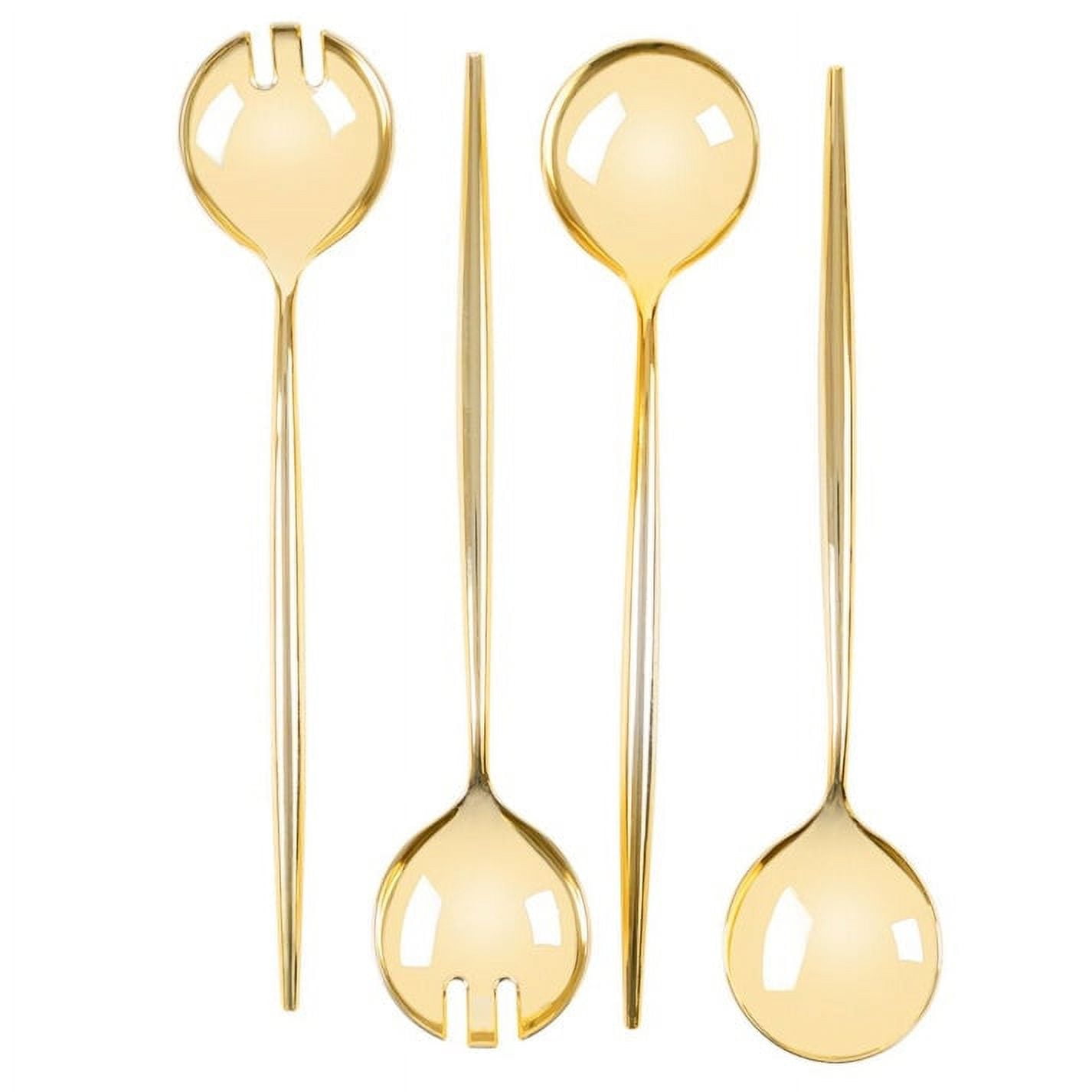 48 Piece Set of Disposable Plastic Gold Novelty Serving Spoon & Spork ...