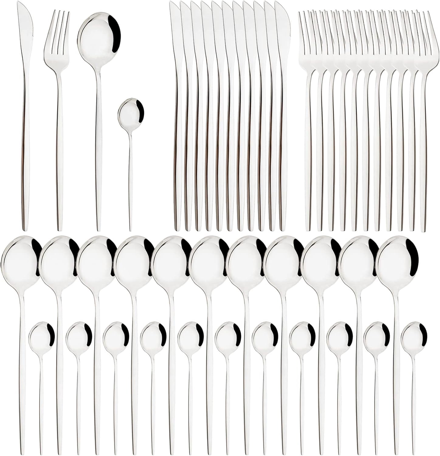 48-Piece Silverware Set, Stainless Steel Cutlery Set Service For 12 ...
