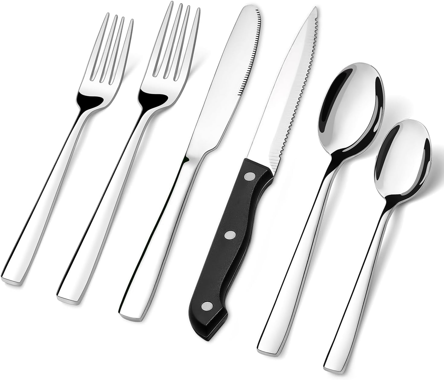 48-Piece Silverware Set with Steak Knives for 8, 18/8 Stainless Steel ...
