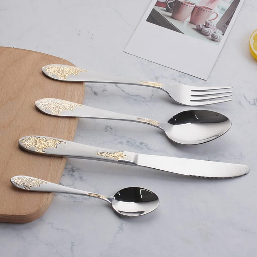 48 Piece Silverware Set for 12 Flatware Sets With Flower Pattern ...