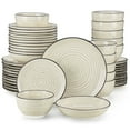48-Piece Stoneware Dinnerware Set, Beige Dinner Set, Service for 12 ...