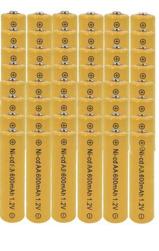 48 Piece Yellow Color AA NiCd 600mAh 1.2V Rechargeable Battery ...
