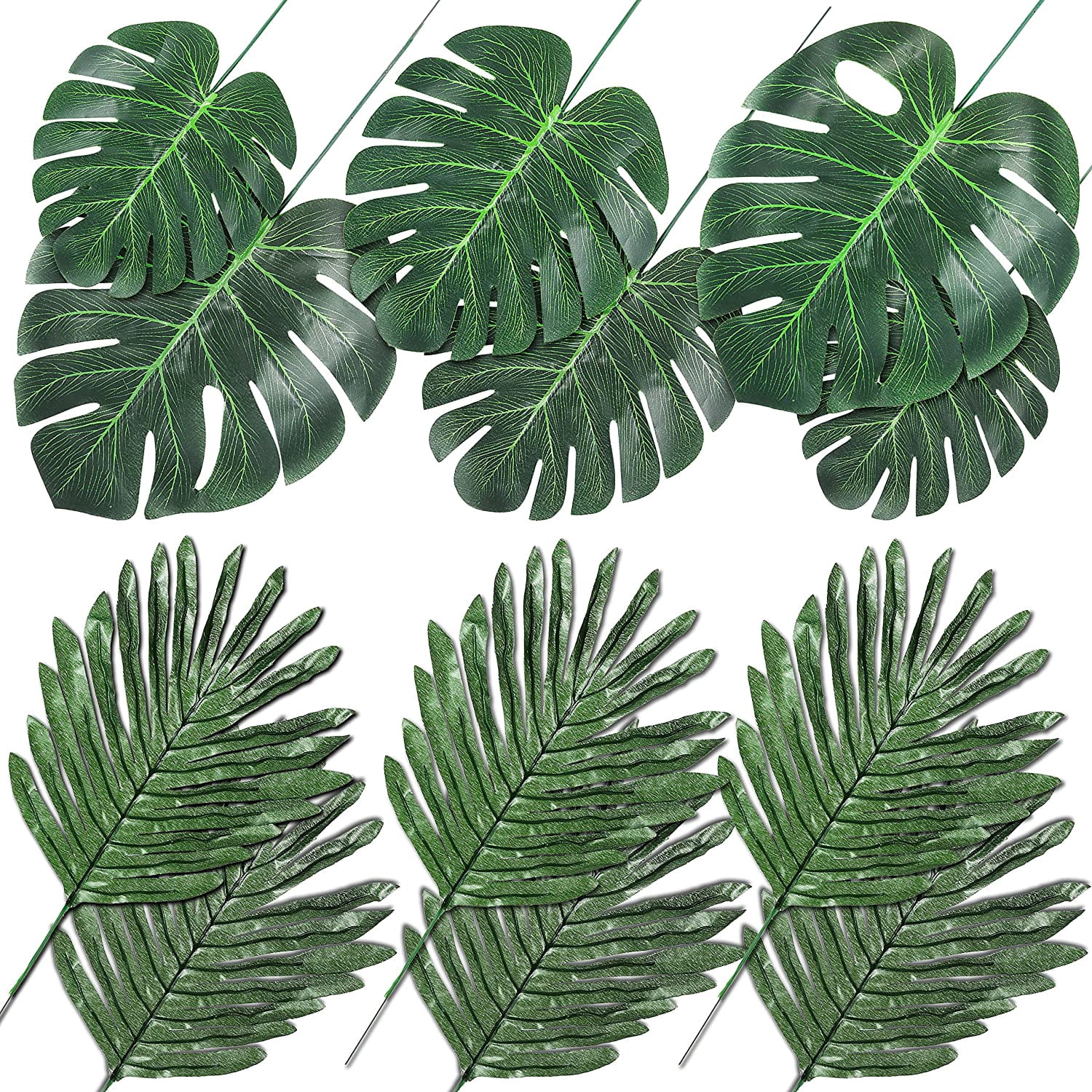48 Pieces 4 Kinds Artificial Tropical Palm Leaves Tropical Leaves ...