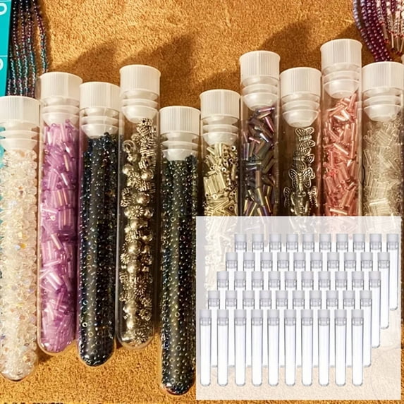 48 Pieces Disposable Plastic Vials Tubes with Caps 16x150mm 15ml Clear ...