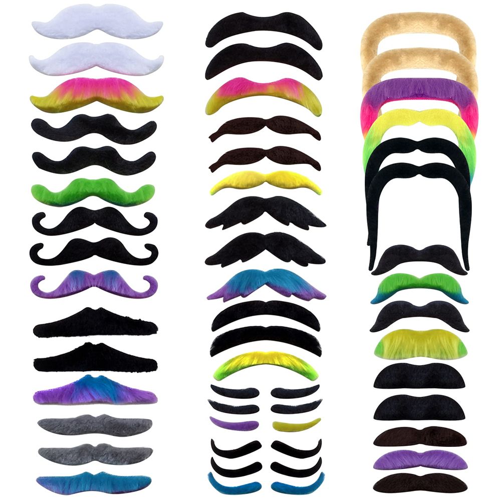 48 Pieces 48 Pieces Fake Moustaches Stickers Set Fiesta Party Supplies ...