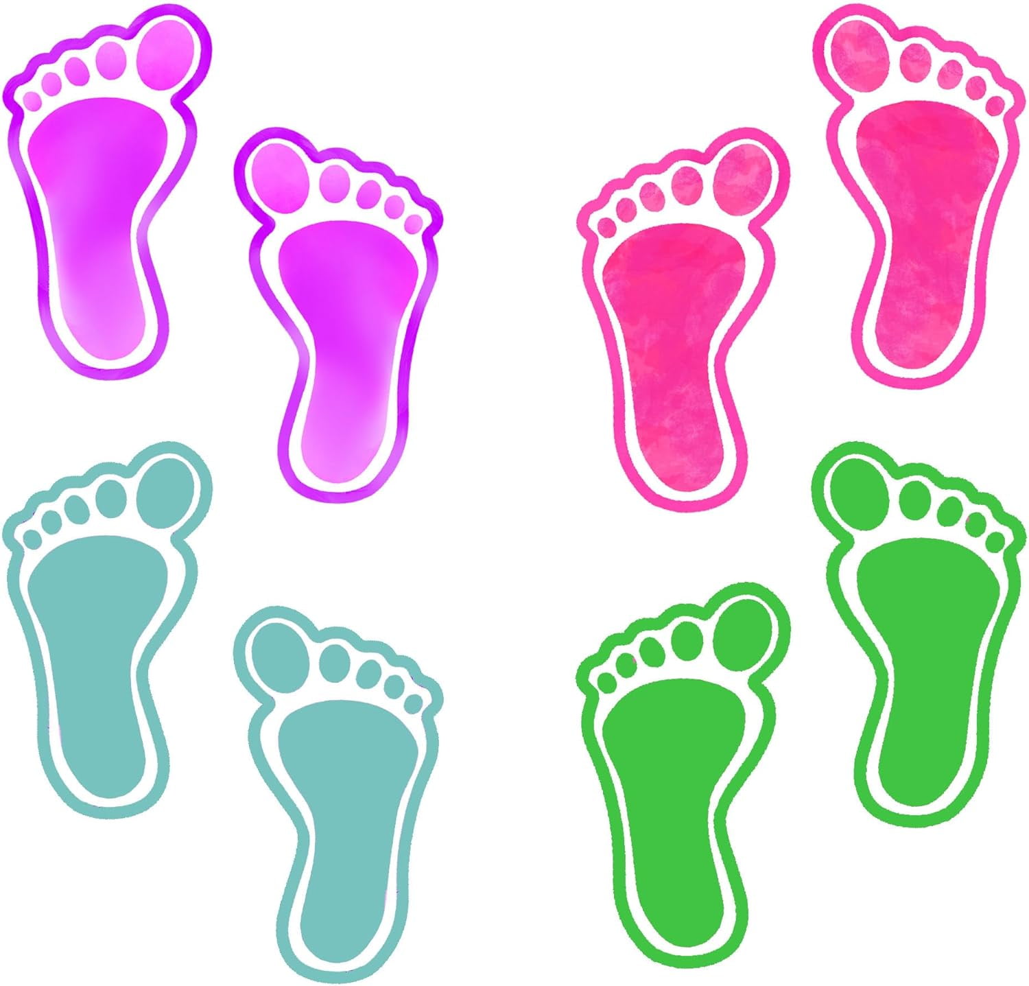 48 Pieces Footprints Bulletin Board Cutouts, Colorful Footprints ...