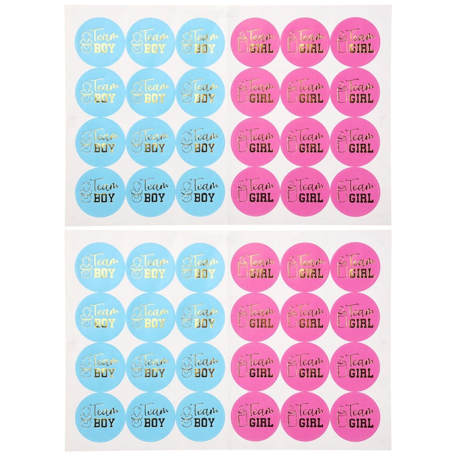 48 Pieces Gender Reveal Stickers Games Team Boy & Team Girl Perfect ...