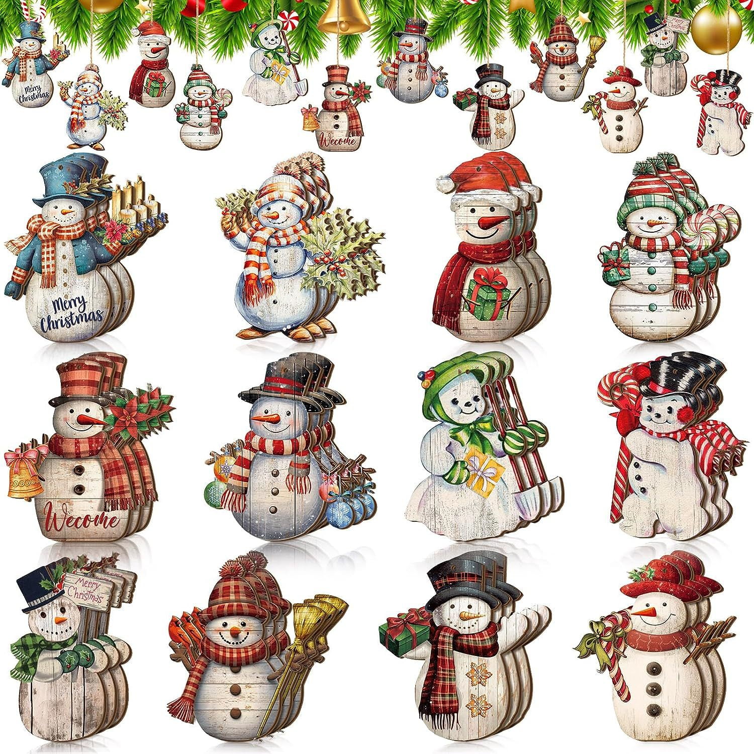 48 Pieces Gingerbread Santa Snowman Christmas Tree Decoration ...