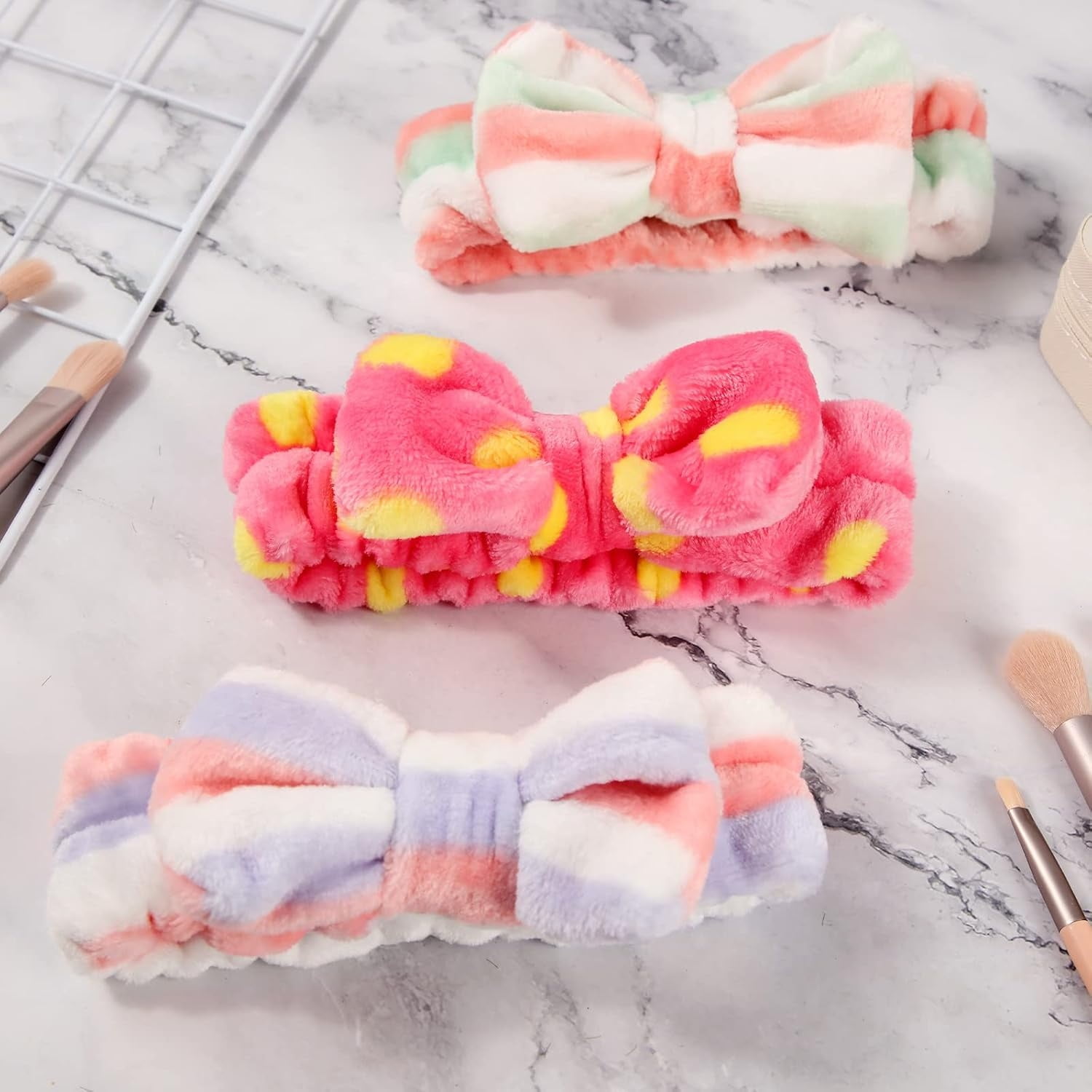 48 Pieces Headband Bulk, Headband for Washing Face, Coral F ce Bow Hair ...