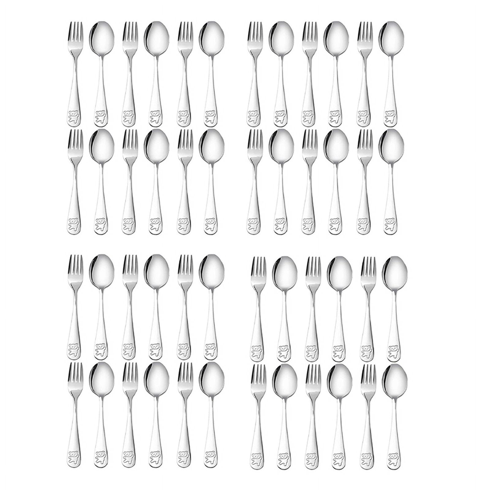 48 Pieces Kids Silverware Stainless Steel Children's Safe Flatware ...