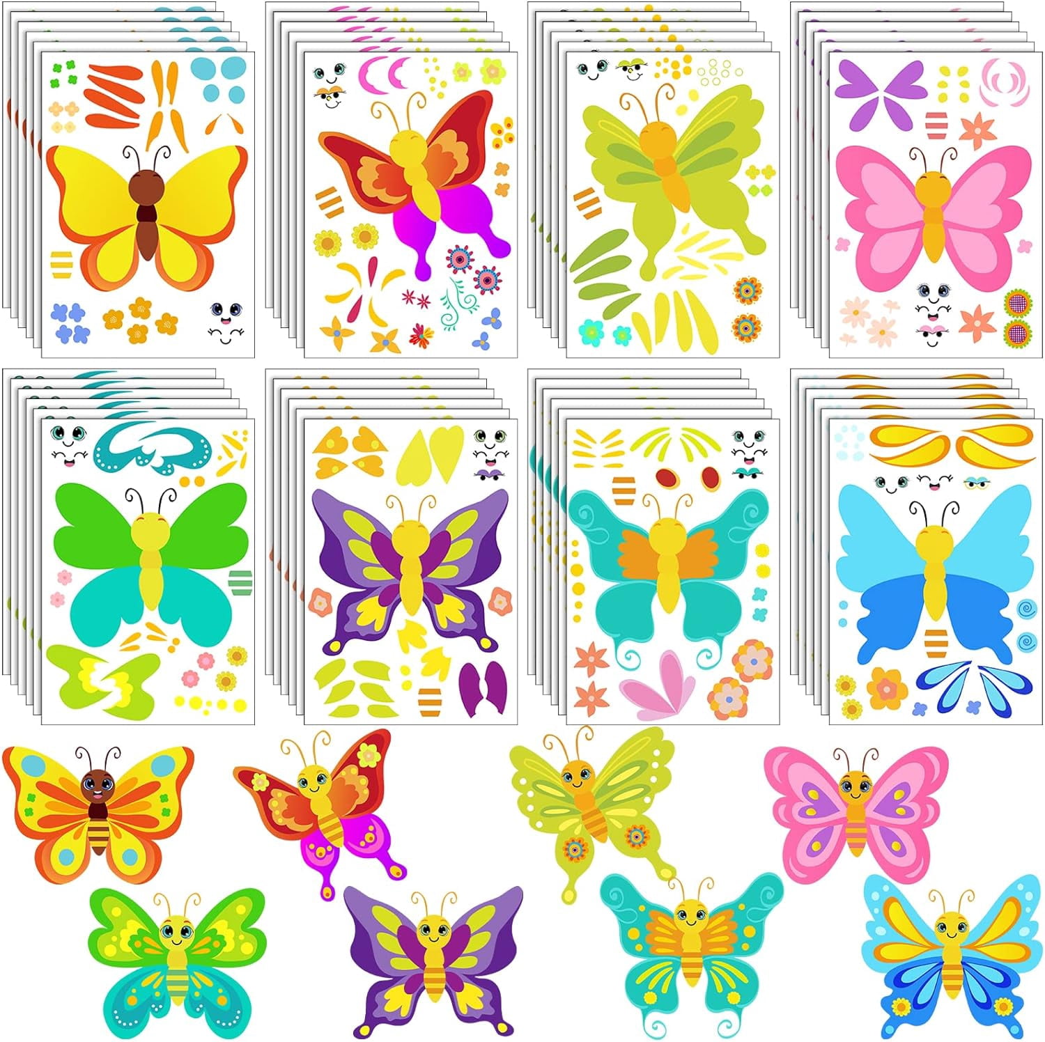 48 Pieces Make a Face Animal Stickers Make Your Own Princess Car ...
