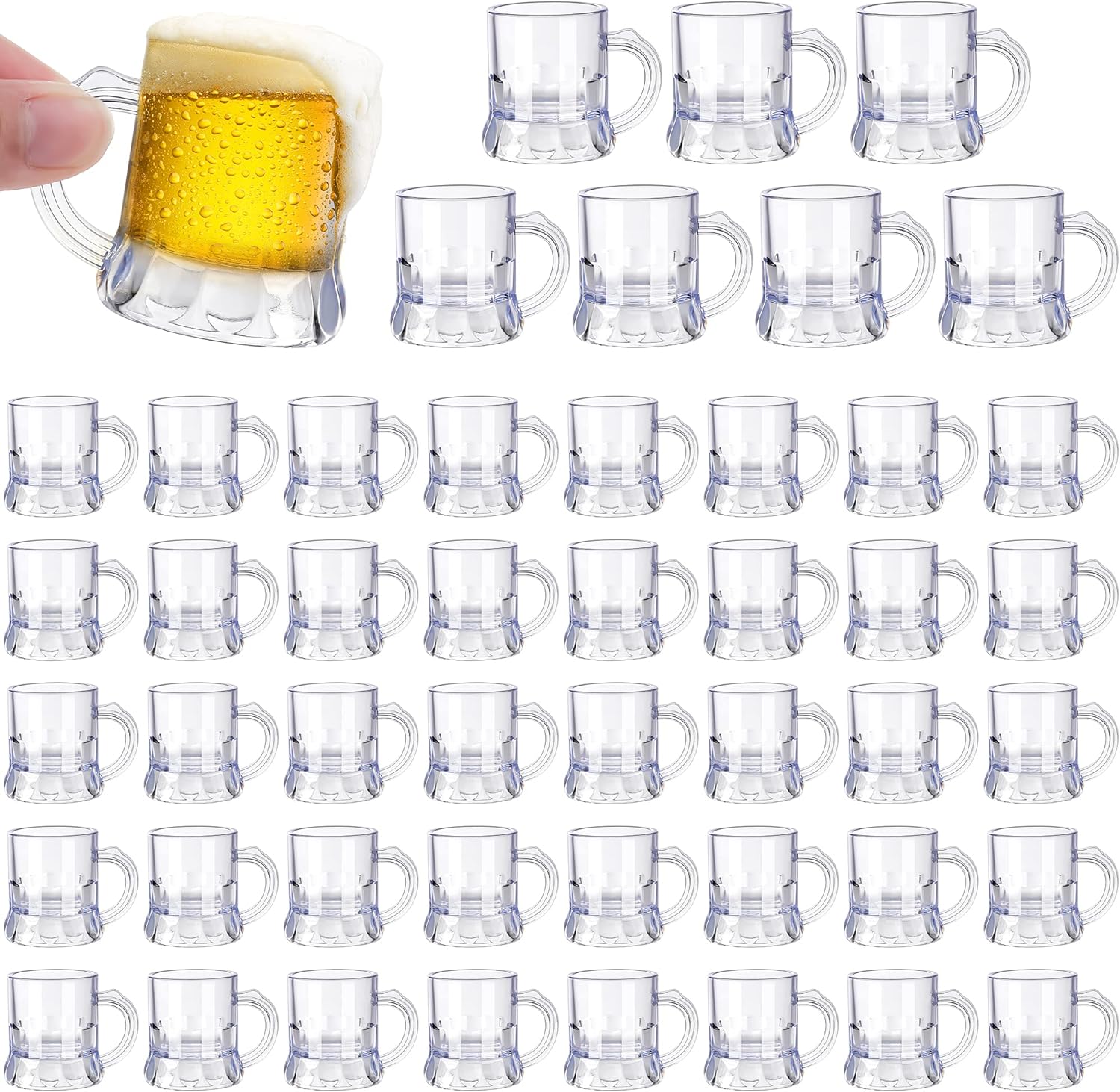 48 Pieces Mini Beer Mug Shot Glasses, 1 Ounce Mini Plastic Beer Mugs ...