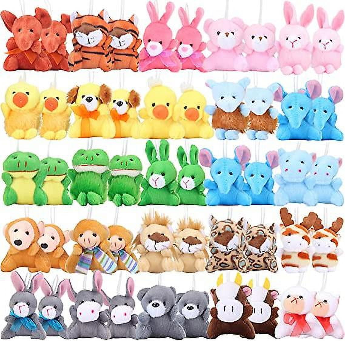 48 Pieces Mini Plush Animals Toys Set,small Stuffed Animal Keychain Set ...