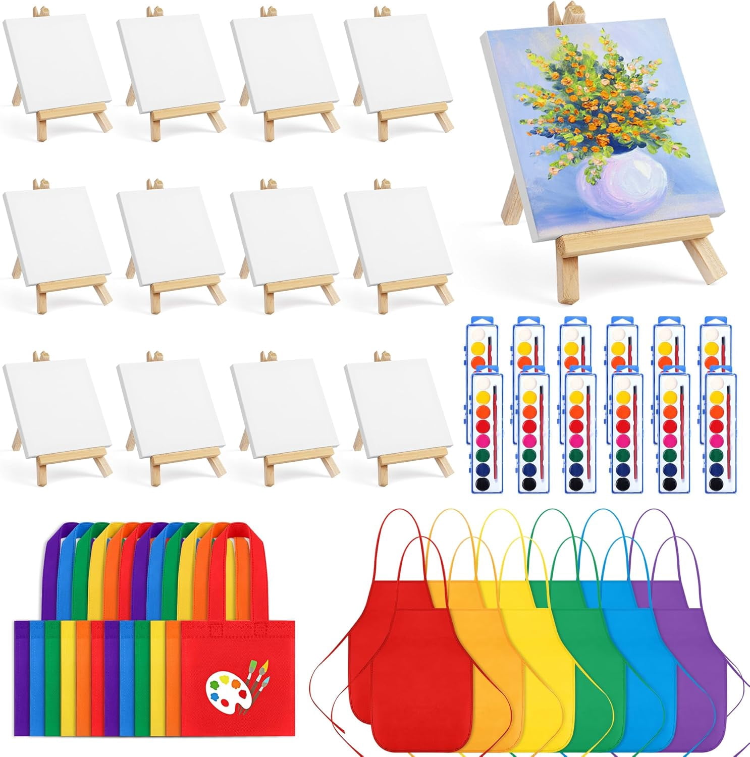 48 Pieces Mini Watercolor Paint Set Include 12 Set Colors Watercolor ...