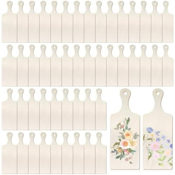 48 Pieces Mini Wooden Cutting Board with Handle, Unfinished Wood Craft ...