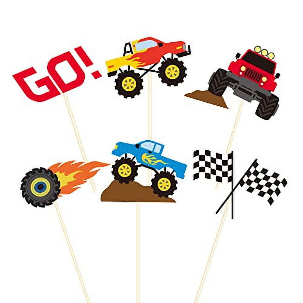 48 Pieces Monster Truck Blaze Car Cupcake Toppers RACIN Cake Toppers ...