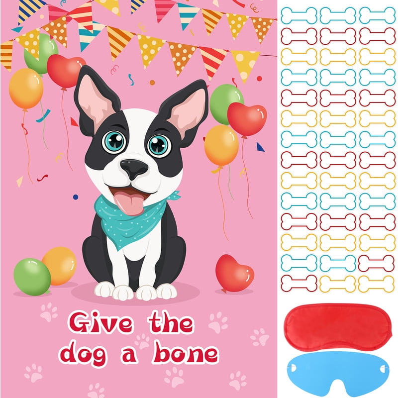 48 Pieces Pin The Bone on The Dog Party Games Give The Dog A Bone Large ...
