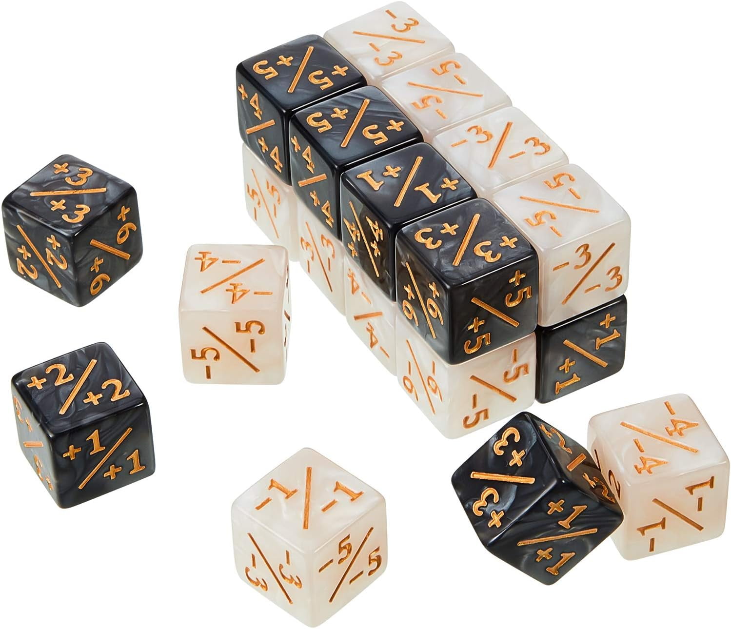 48 Pieces Plus or Minus Dice, 16mm Square Angle, Pearl Texture , Marble ...
