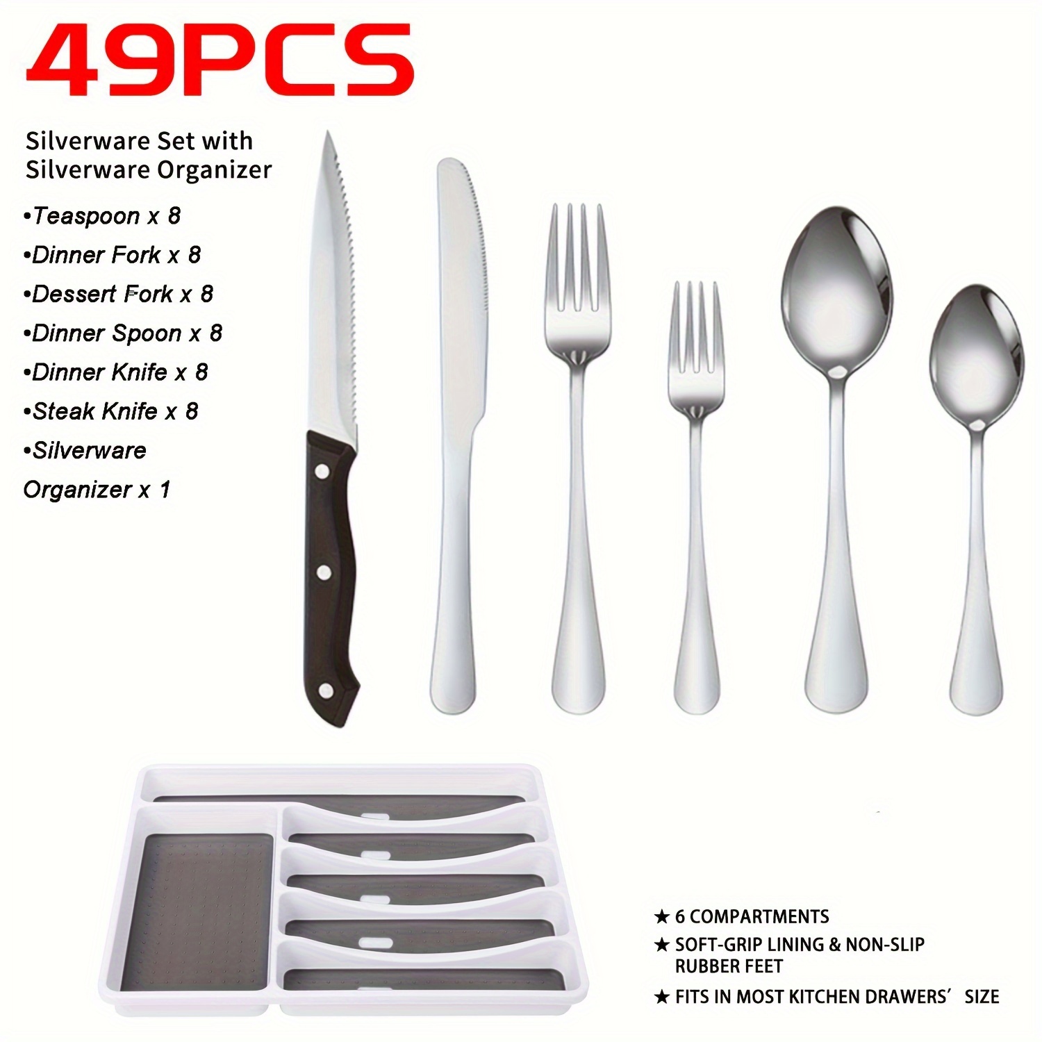 [48 Pieces Stainless Cutlery Set] Set Of 48 Pieces With Storage Box ...