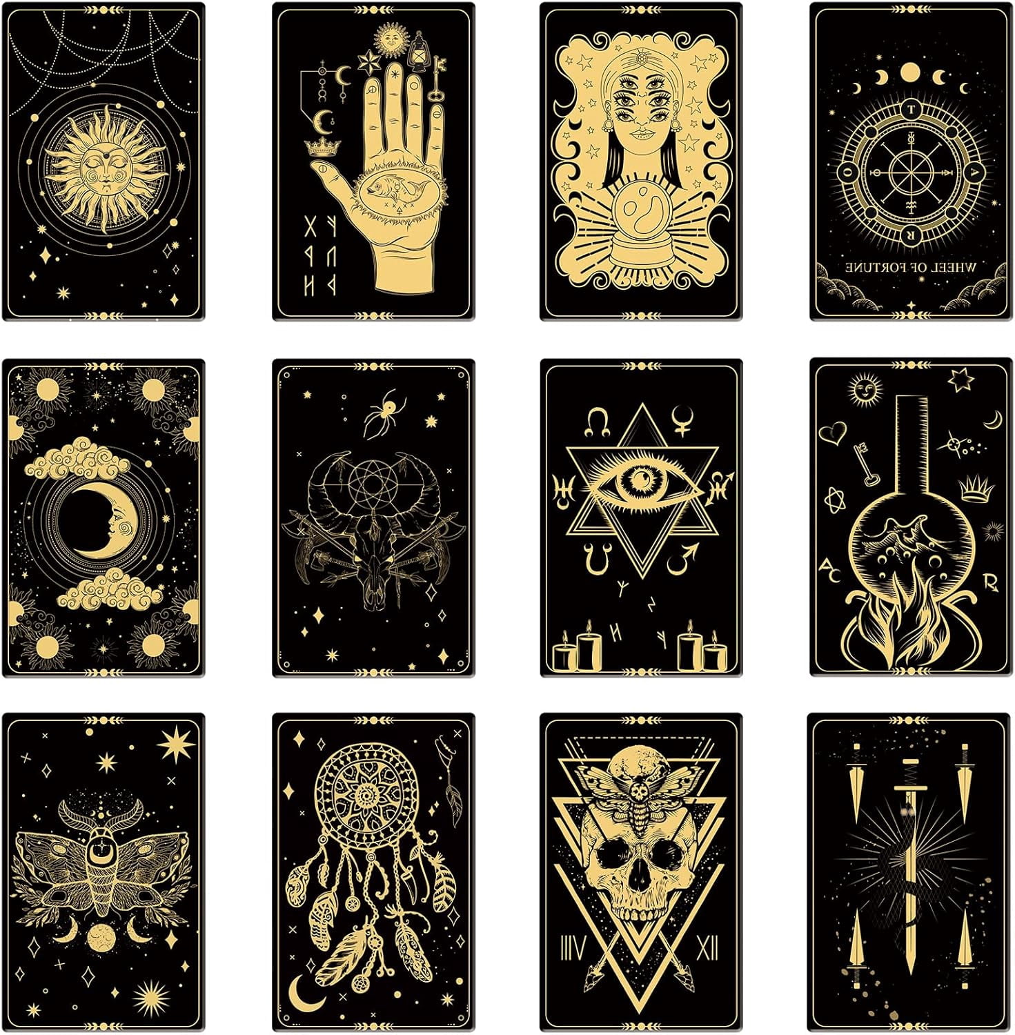48 Pieces Tarot Magnetic Bookmarks Bulk Black Metal Aesthetic Page ...