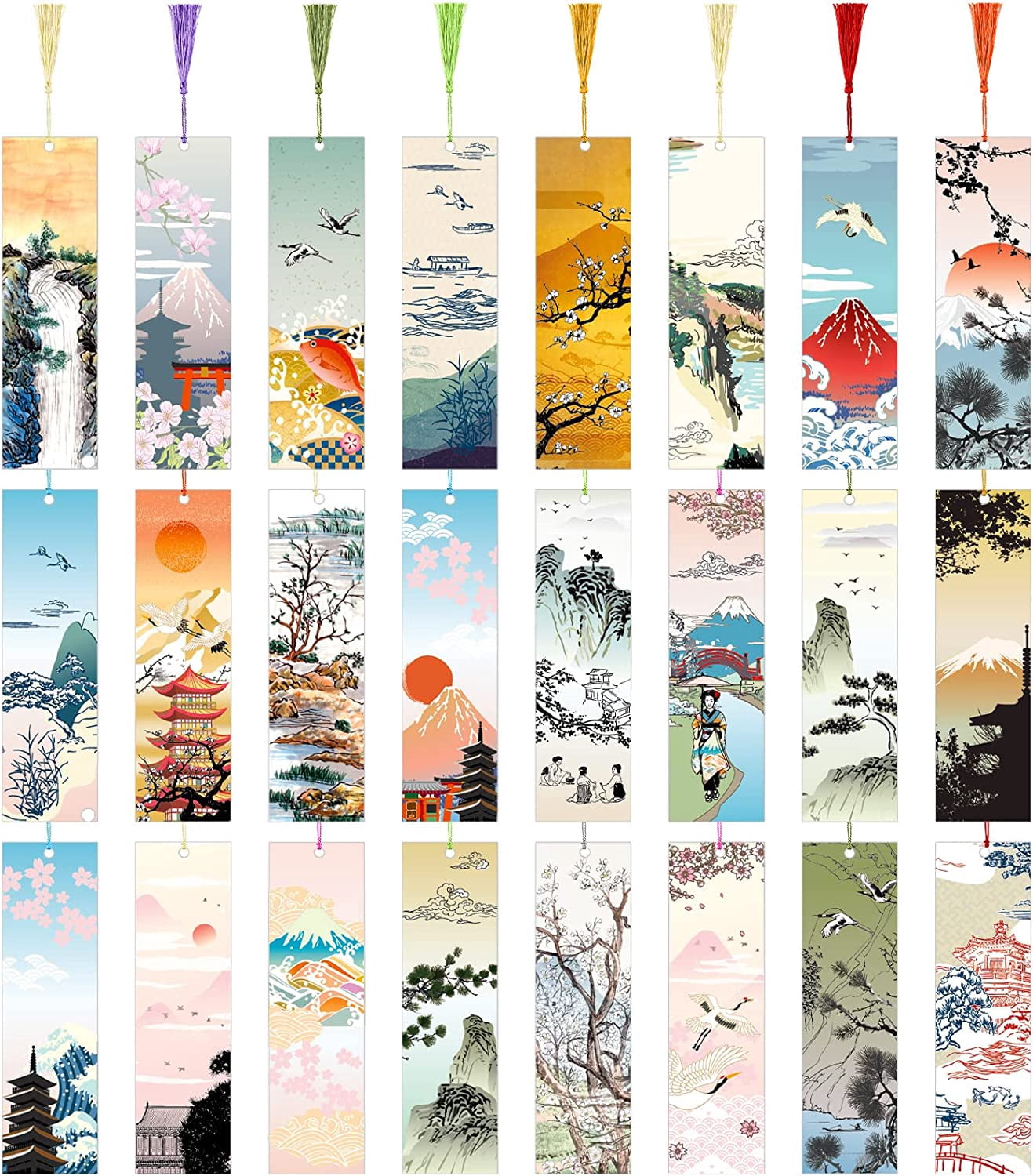 48 Pieces Tassel Anime Bookmark Inspirational Japanese Paper Bookmark ...