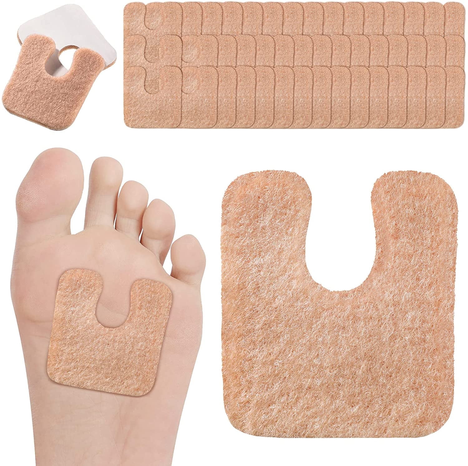 48 Pieces U-Shaped Felt Callus Pads Metatarsal Foot Pads for Pain ...