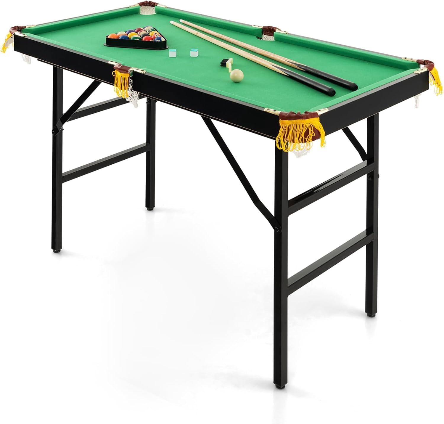 48" Pool Table, Foldable Billiards Table with 2 Cue Sticks, 16 Balls ...