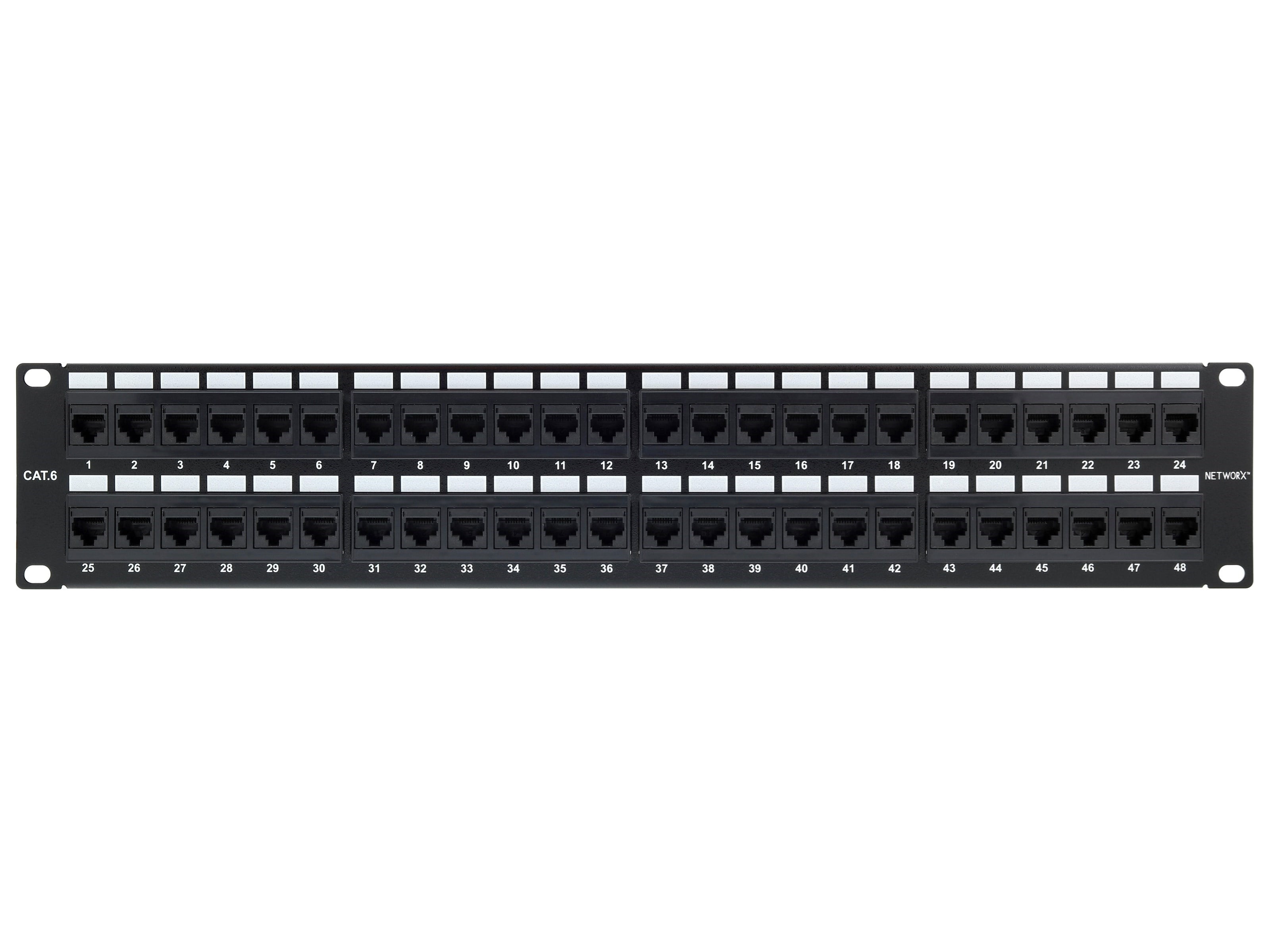 48 Port Cat 6 Rack Mount Patch Panel - 2U, TAA Compliant, RoHS ...