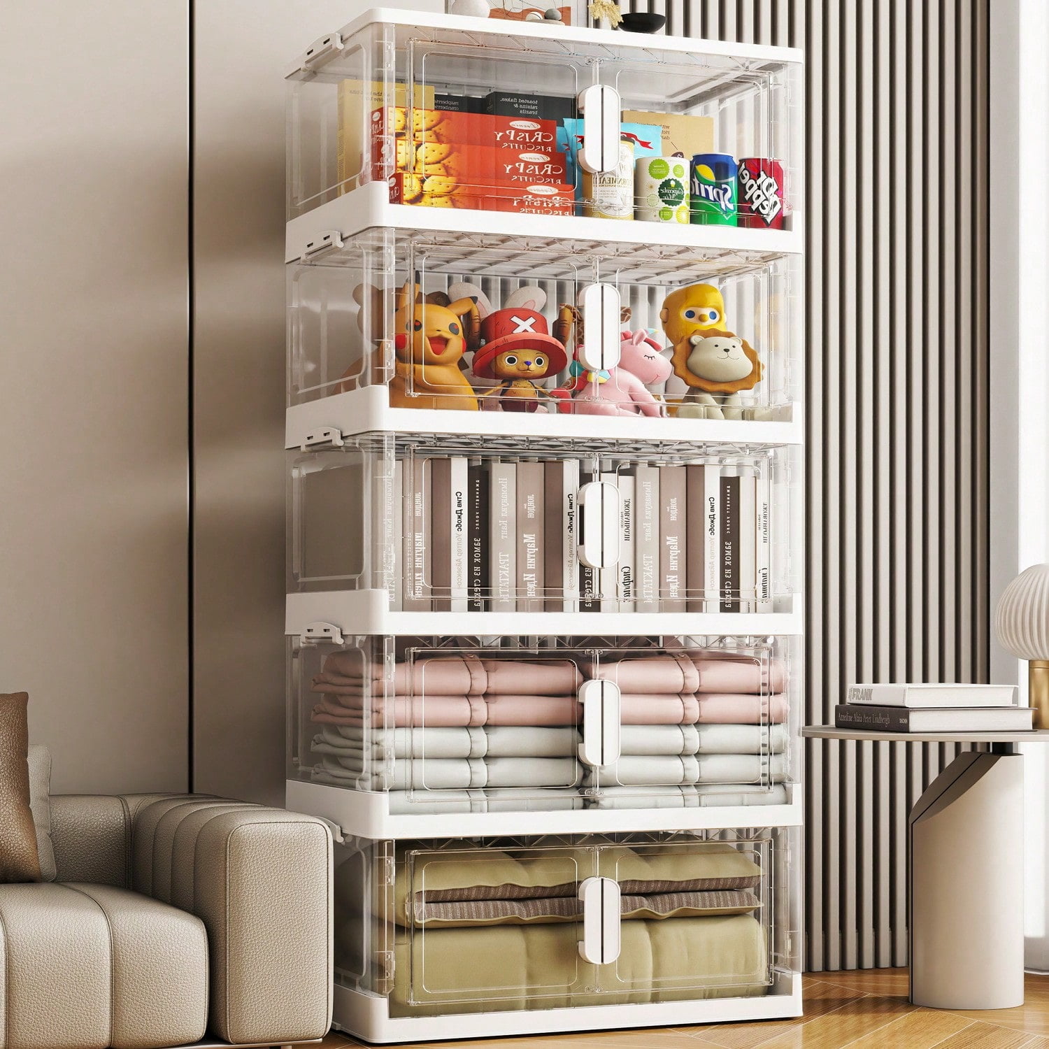 48 Quart Plastic Storage Bins, Collapsible Storage Bins With Wheels And ...