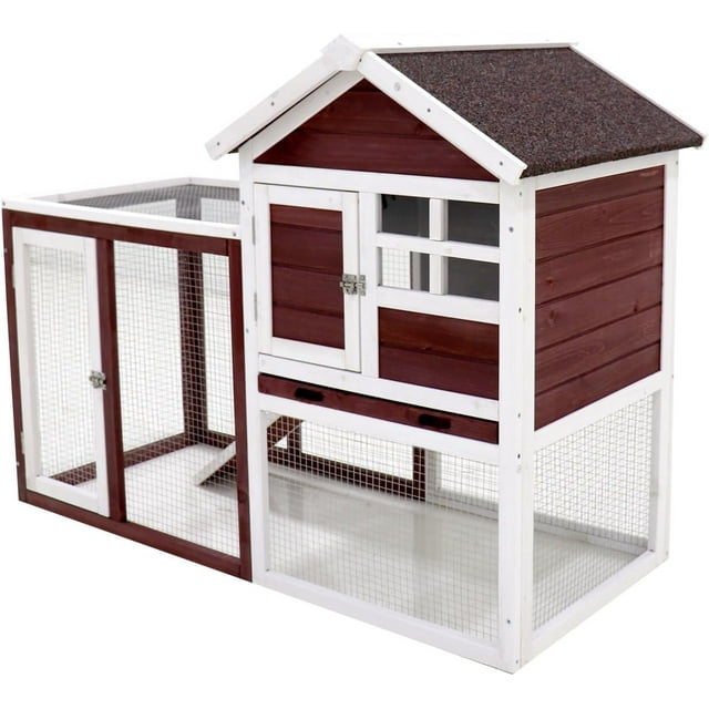 48" Rabbit Hutch Outdoor Indoor, Bunny Cage Extra Large Wooden Rabbit ...